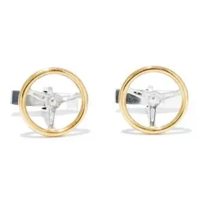 SIMON KEMP JEWELLERS Vintage Steering Wheel Cufflinks Eighteen Carat On Sterling Silver - Gold