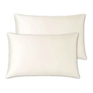 HI SILK Ivory Mulberry Silk Housewife Pillowcase Set Of Two Twenty Five Momme - White
