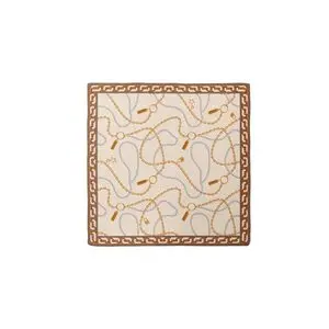 LE PARMENTIER Neutrals Heritage Chain And Pearls Silk Bandana - Beige