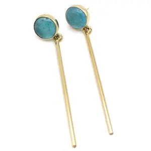 LALA SALAMA Glass Line Drop Earrings - Blue