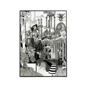 ABI OVERLAND JERSEY Botanical Jungle Monochromatic Art Print L - Black