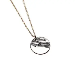 POSH TOTTY DESIGNS Sterling Engraved Wood Grain Disc Necklace - Silver