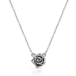 UNALOE Valencia Rose Pendant Necklace - Silver