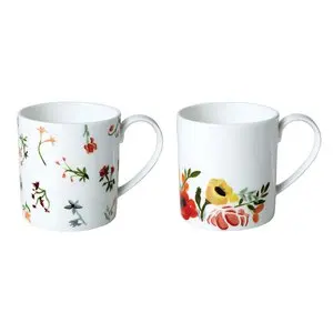 Twig New York Language Of Flowers Set Of Two Mugs - White