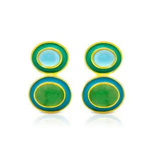 GEM BAZAAR JEWELLERY Gem Bazaar Jewellery Gold Vermeil Enamel And Gemstone Earrings Blue/green/gold