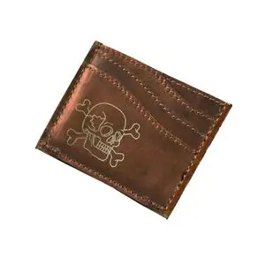 VIDA VIDA Leather Card Holder Skull Tan - Brown