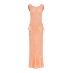 ANDREEVA Knit Dress With Feather Detail - Yellow