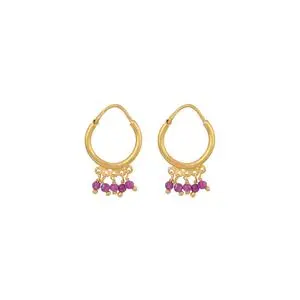 OPIUM JEWELS Small Hoop Earrings With Rubies - Gold/red