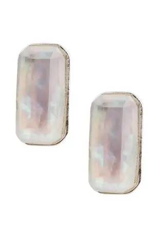 Saachi Prism Baguette Mini Stud Earring - White