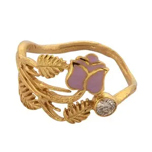 EMMA CHAPMAN JEWELS Emma Chapman Jewels 18ct Gold Enamel Rose And Diamond Ring White/red/gold