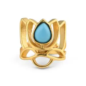 MERAKI BY RASHMI BAJAJ Layla Blue Lotus Plated Chunky Ring - Gold