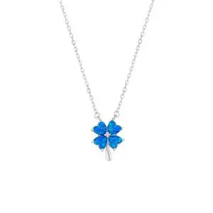 SPERO LONDON Blue Opal Four Leaf Clover Sterling Necklace - Silver