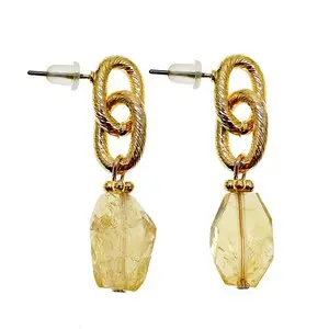 FARRA Citrine Chain Dangle Earrings
