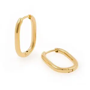 Côté Caché Oval Link Huggie Hoop Earrings - Gold