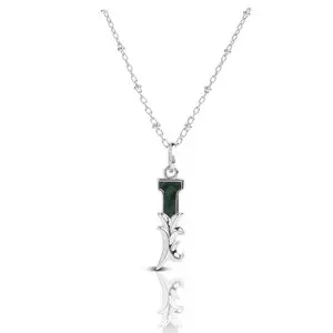KASUN LONDON I Initial Necklace With Green Marble - Silver