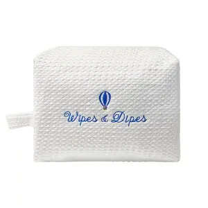LILLY LOVES Embroidered Waffle Baby Pouch - Blue