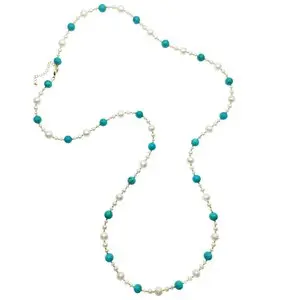 FARRA Freshwater Pearl And Turquoise Multi-way Necklace - Blue/white