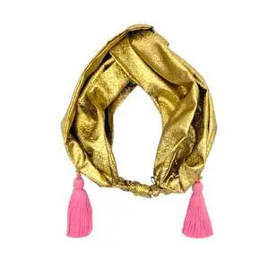 JULIA CLANCEY Tassel Turban Twist Headband - Gold