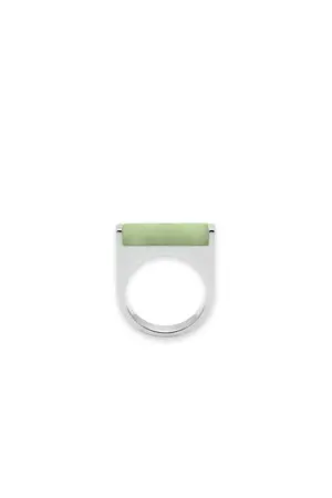 SEREE Year Of The Horse Light Jade Stone Saddle Ring - Green