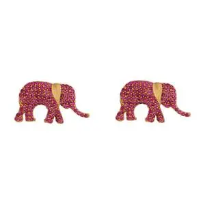 EBRU JEWELRY Guardian Ruby Elephant Stud Earrings