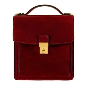 TIME RESISTANCE Small Leather Briefcase - Red