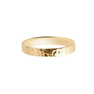 ZOHREH 9k Hammered Band Ring - Gold