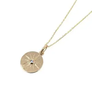 HARFI Plated North Star Disc Pendant Necklace - Gold