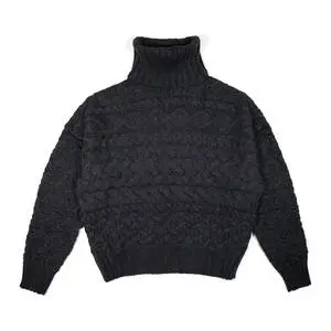 GIGI KNITWEAR Cable Knit Merino Wool Turtleneck Sweater