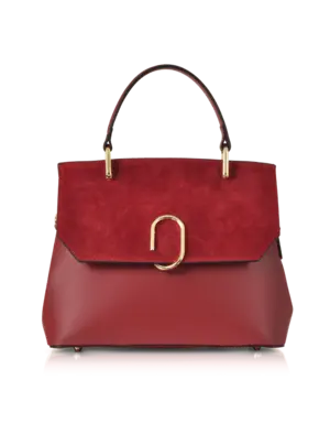 LE PARMENTIER Thais Suede And Leather Satchel - Red
