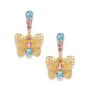 THE PINK REEF Filagree Drop Butterfly Earrings - Pink
