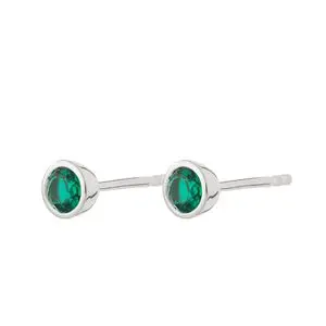 LILY CHARMED Sterling Silver Emerald Stud Earrings Silver/green