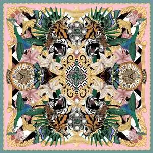EMILY CARTER Neutrals / The Baroque Tiger Wool Scarf Xl - Pink