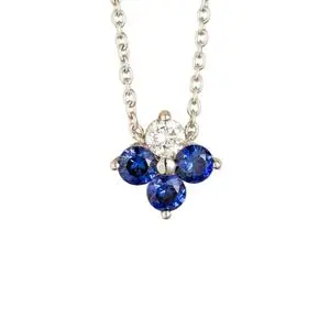 JUVETTI  Clover Sapphire And Diamond Necklace In White Gold - Silver/blue/white