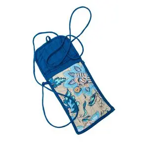 INARA Indigo Lotus Crossbody Phone Bag - Blue