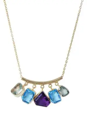 Saachi Gemstone Drop Necklace - Blue