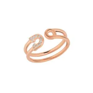 SPERO LONDON Sterling Silver Pave Jewelled Safety Pin Ring - Rose Gold