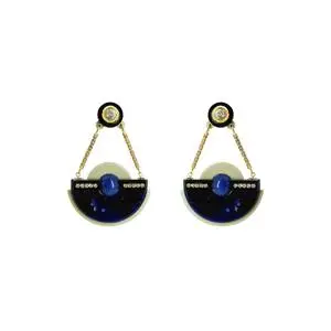 GISSA BICALHO Handmade Acrylic Pendant Earrings With Jade And Crystal Embellishments