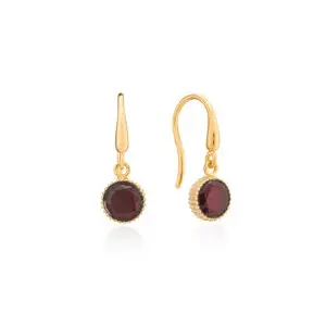AUREE JEWELLERY Barcelona Garnet Hook Earrings - Red/gold