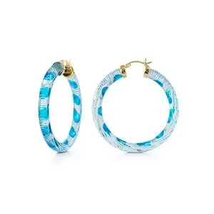GOLD & HONEY Gold & Honey Hand-Painted Enamel Hoop Earrings Gold/blue