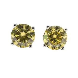 HARFI Citrine Moissanite Crystal Sterling Earrings - Silver