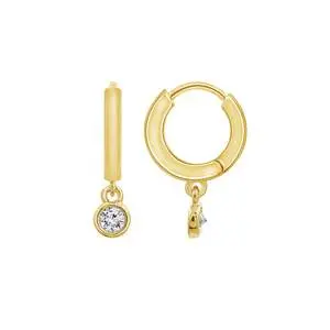 DIAMONBLISS Bezel Set Dangle Hoop Earrings - Yellow