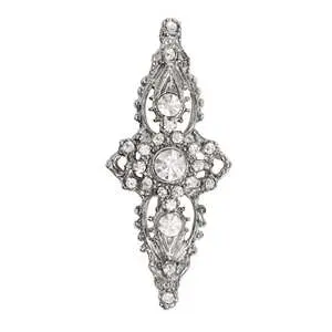 CARAMEL VINTAGE JEWELLERY Plated Crystal Cross Brooch - Silver