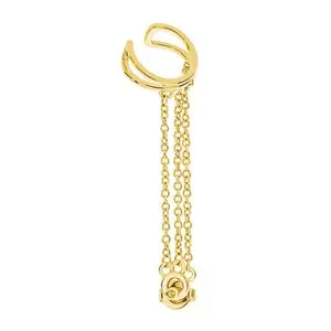 LUCY QUARTERMAINE Art Deco Cuff And Stud With Chain In Vermeil - Gold