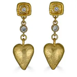 LONI PAUL JEWELRY Heart Dangle Earrings - Gold