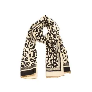 Saachi Two Tone Leopard Reversible Scarf - Black