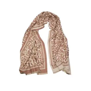 Saachi Two Tone Leopard Reversible Scarf - Brown