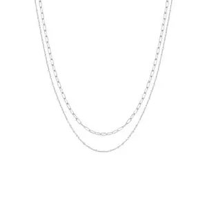 VANCHI Mini Paperclip Double Chain Necklace - Silver