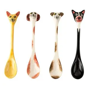 Hannah Turner Neutrals / White / Brown Ceramic Dog Spoons