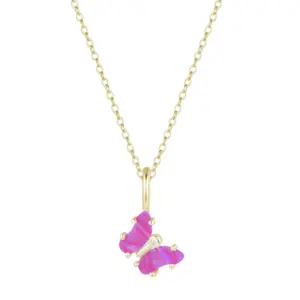 KAMARIA Butterfly Charm Necklace - Pink