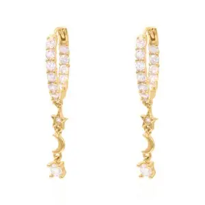 LUNA CHARLES Ceyla Moon & Star Drop Hoop Earrings - Gold